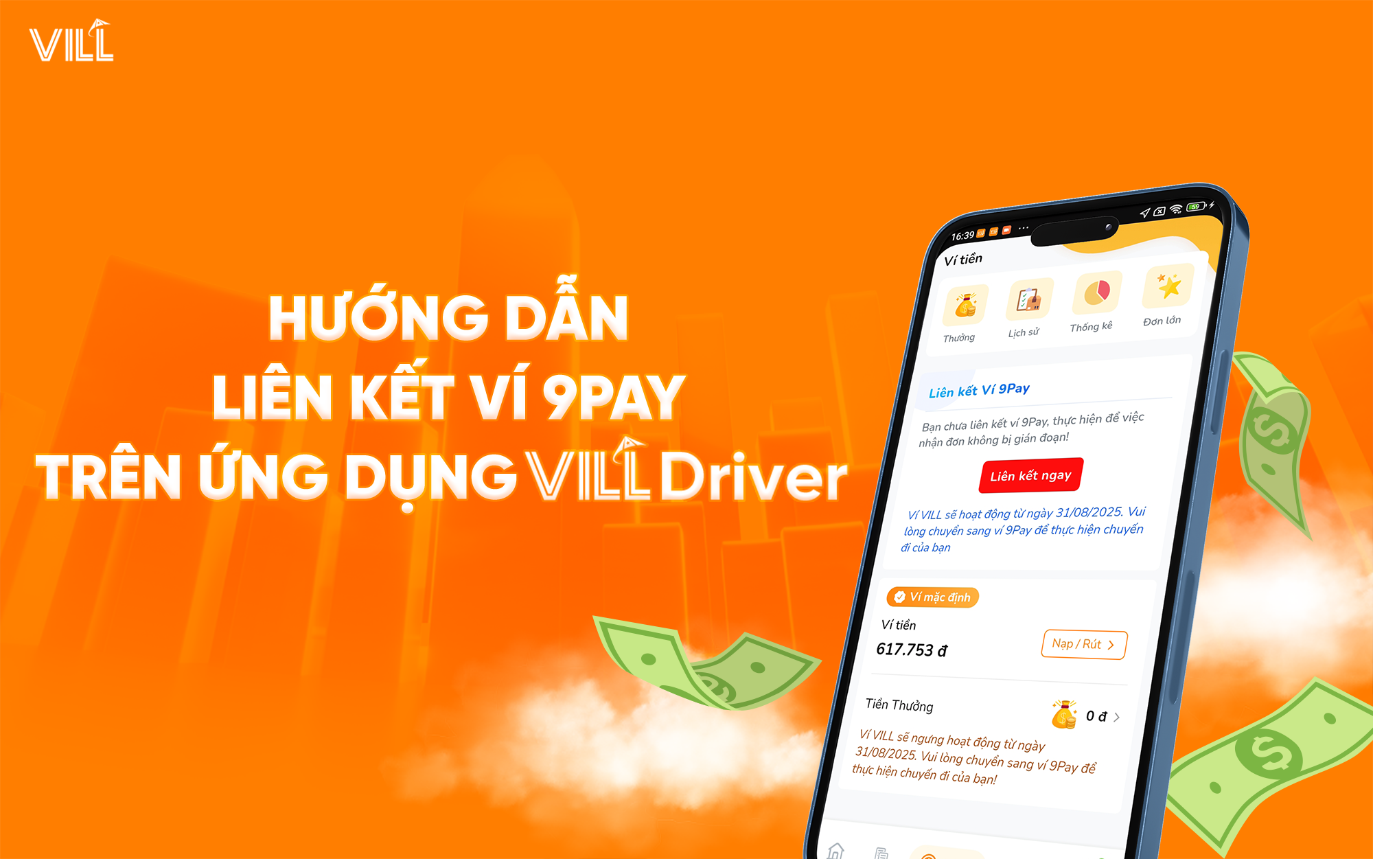 HƯỚNG DẪN LIÊN KẾT VÍ 9PAY TRÊN ỨNG DỤNG VILL DRIVER - Đồ ăn, Giao hàng ...